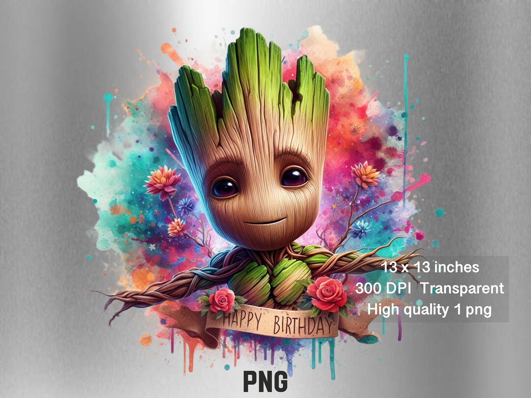 Watercolor Splash Baby Groot Png Digital Images for Printing, T-shirts ...