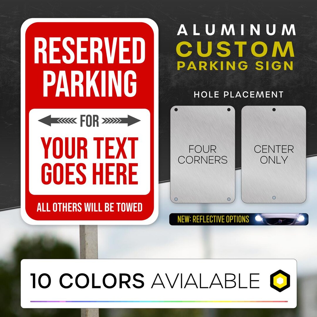 Custom Text Metal Reserved Parking Sign, Personalized Aluminum Sign ...