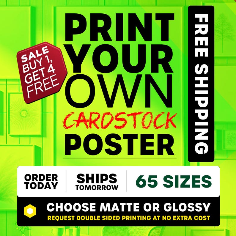 Custom Cardstock Poster Printing – Personalized Art, 350 GSM (set of 5 ...