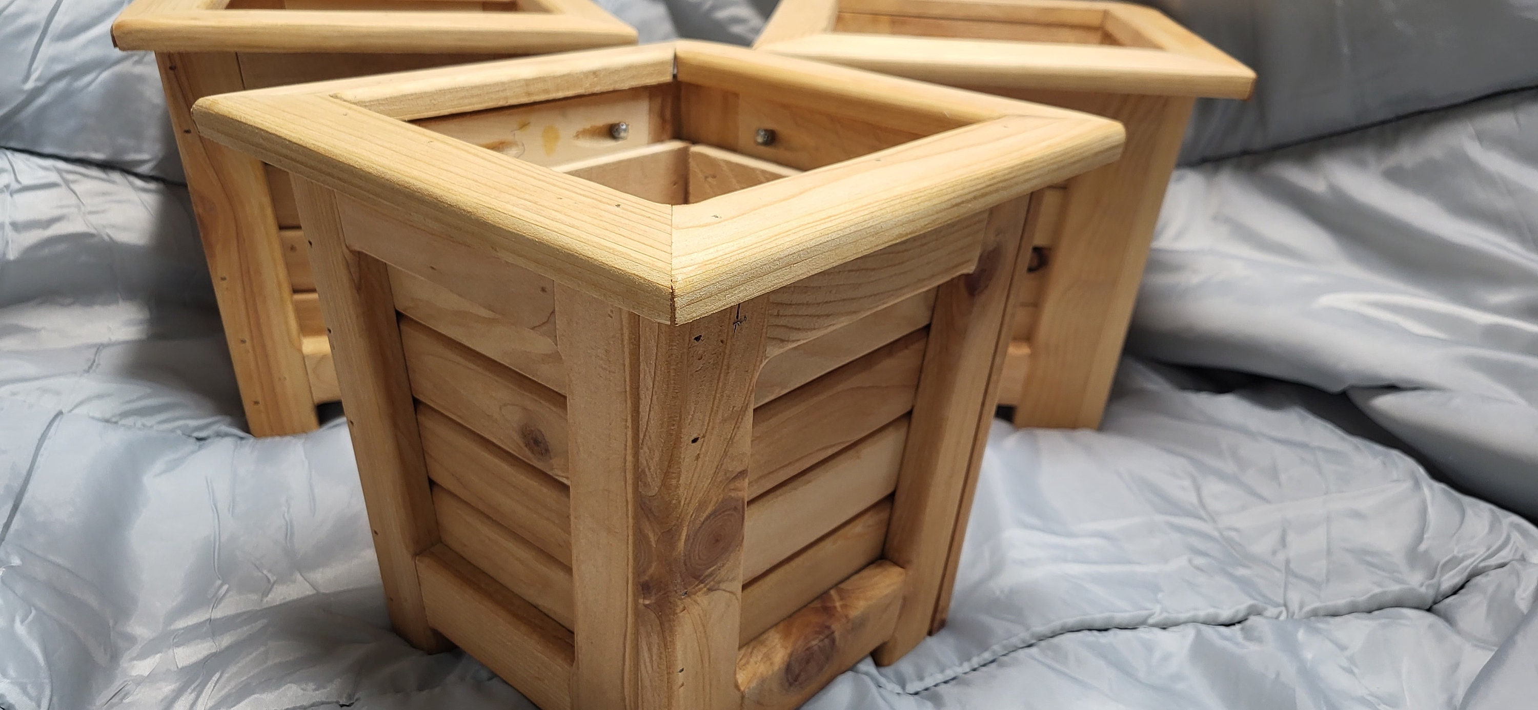 Handmade, Rustic, Small, Tapered, Cedar Planter/ Wooden Flower Pot ...