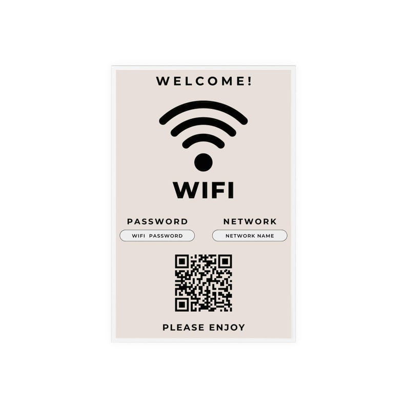 Custom Acrylic Wifi Sign: QR Code, Network & Password - Etsy