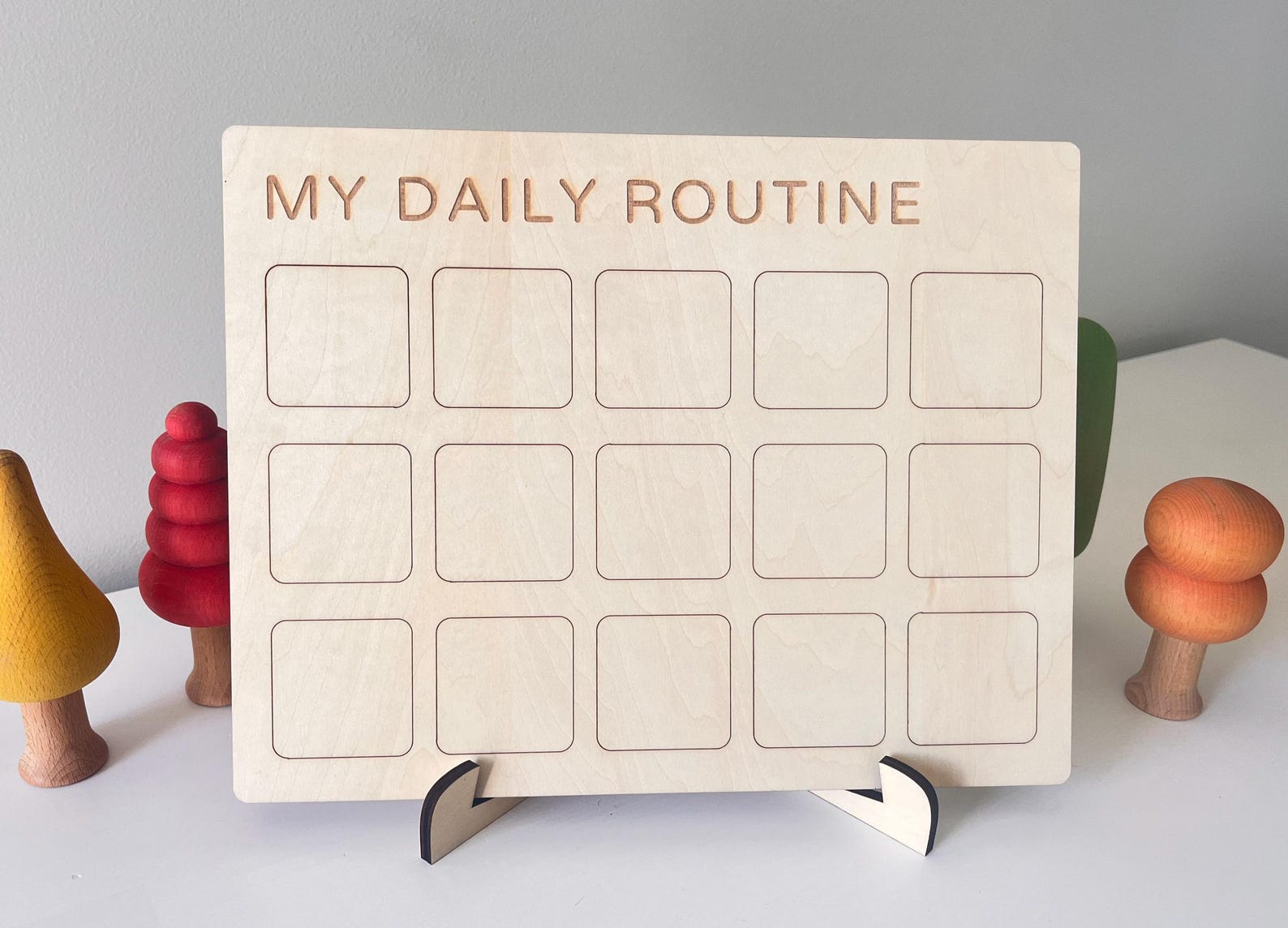 Wooden Kids Daily Routine Chart: Visual Schedule With Magnetic Picture ...