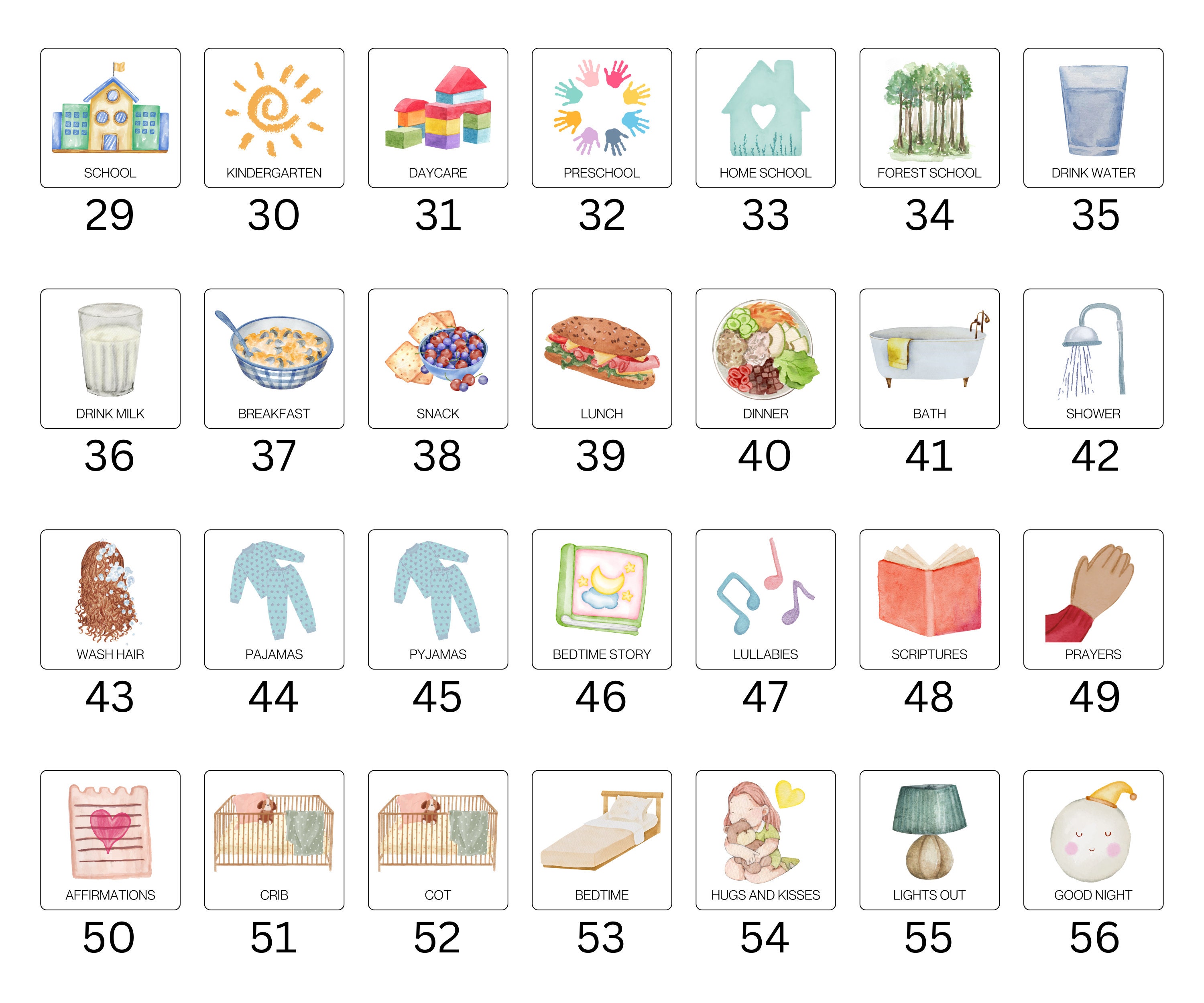 Wooden Daily Routine Chart With Visual Tiles, Picture Cards for Kids ...