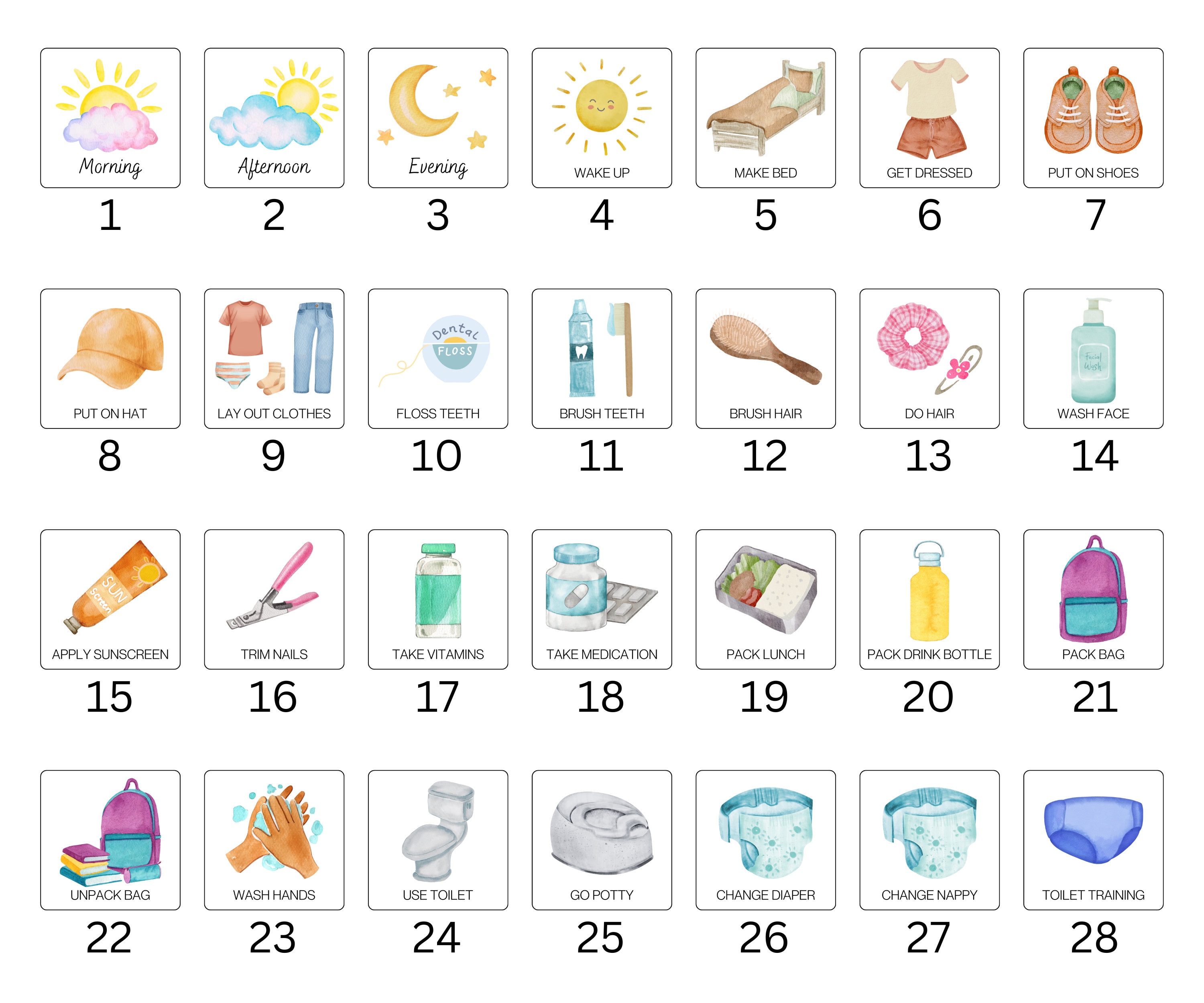 Wooden Kids Daily Routine Chart: Visual Schedule With Magnetic Picture ...