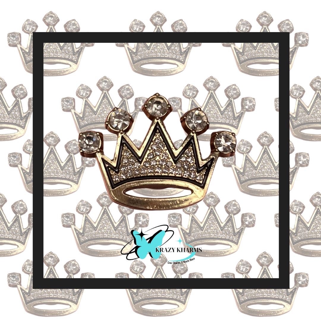 Gold Rhinestone Crown Croc Charm Luxury Jibbitz Shoe Charm ...