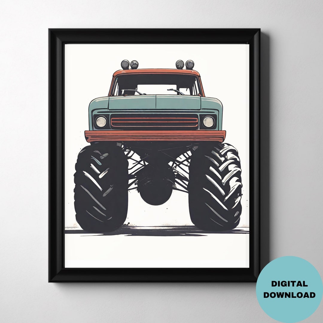 Vintage Monster Truck Wall Art - Digital Download - Pastel Print for ...