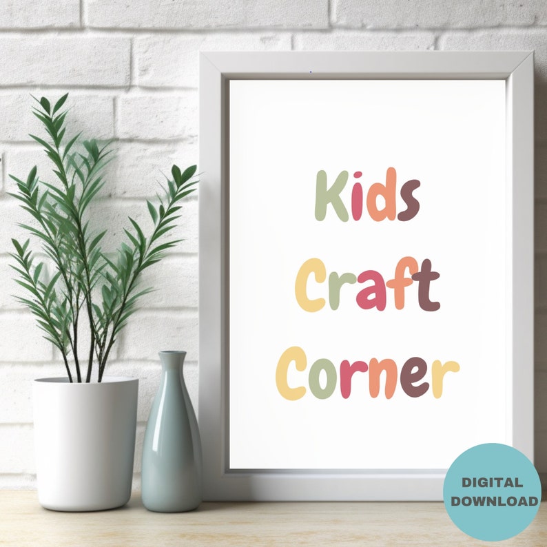 Kids Craft Corner Digital Wall Art - Printable Playroom Decor - Instant ...