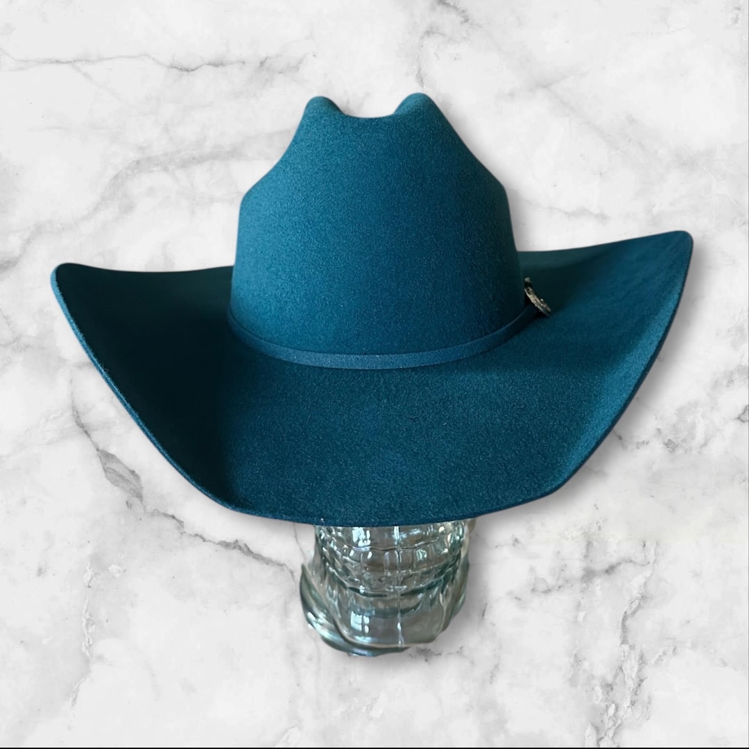 Turquoise Wool Cowboy Hat: Cattleman Shape, 4" Brim - Etsy