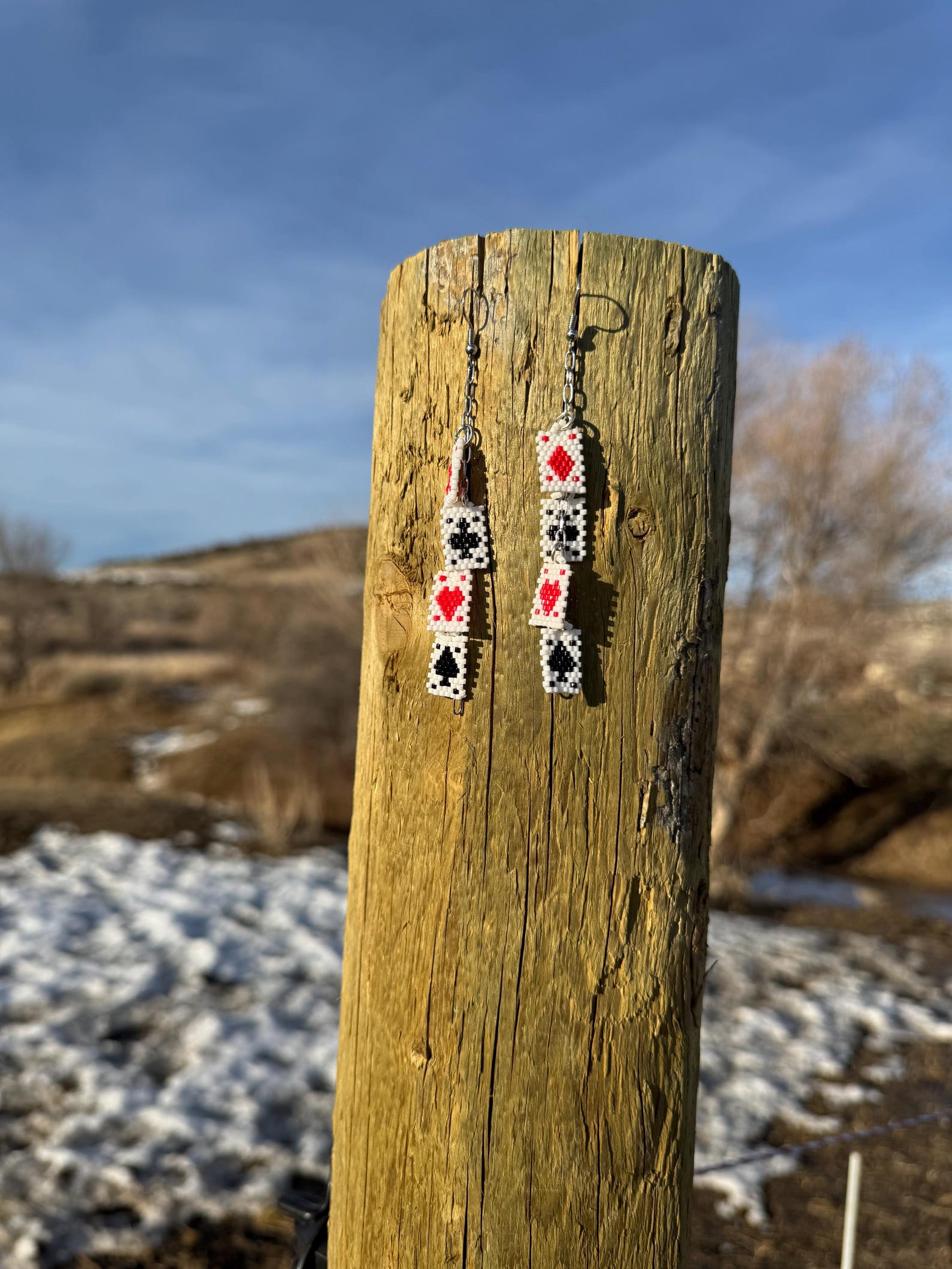 Handmade Beaded Playing Card Earrings - Etsy
