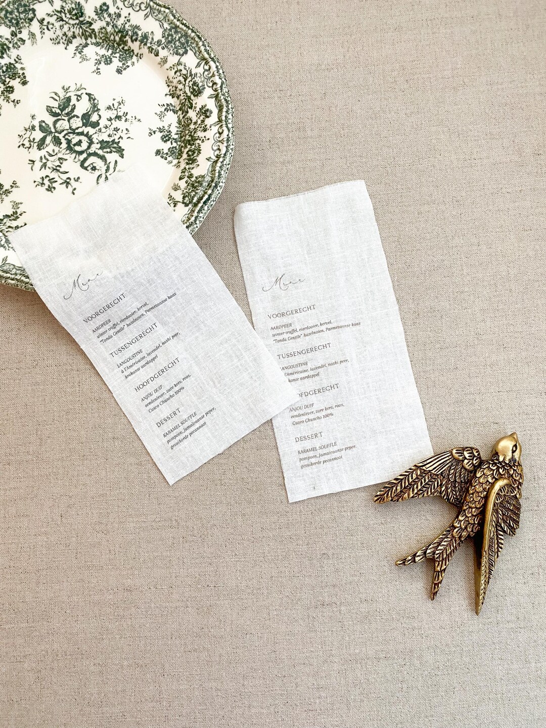 Menu Aphrodite Linen, Handmade Paper, Handmade Paper, Wedding ...