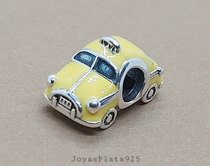 Vintage Vehicle Charm, Yellow Car 925 Sterling Silver, Charm for ...