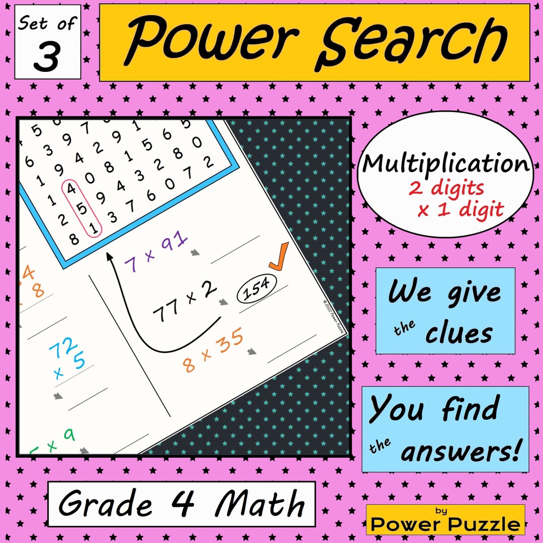 Multiplication, 2 Digits X 1 Digit, Grade 4 Math, - Etsy