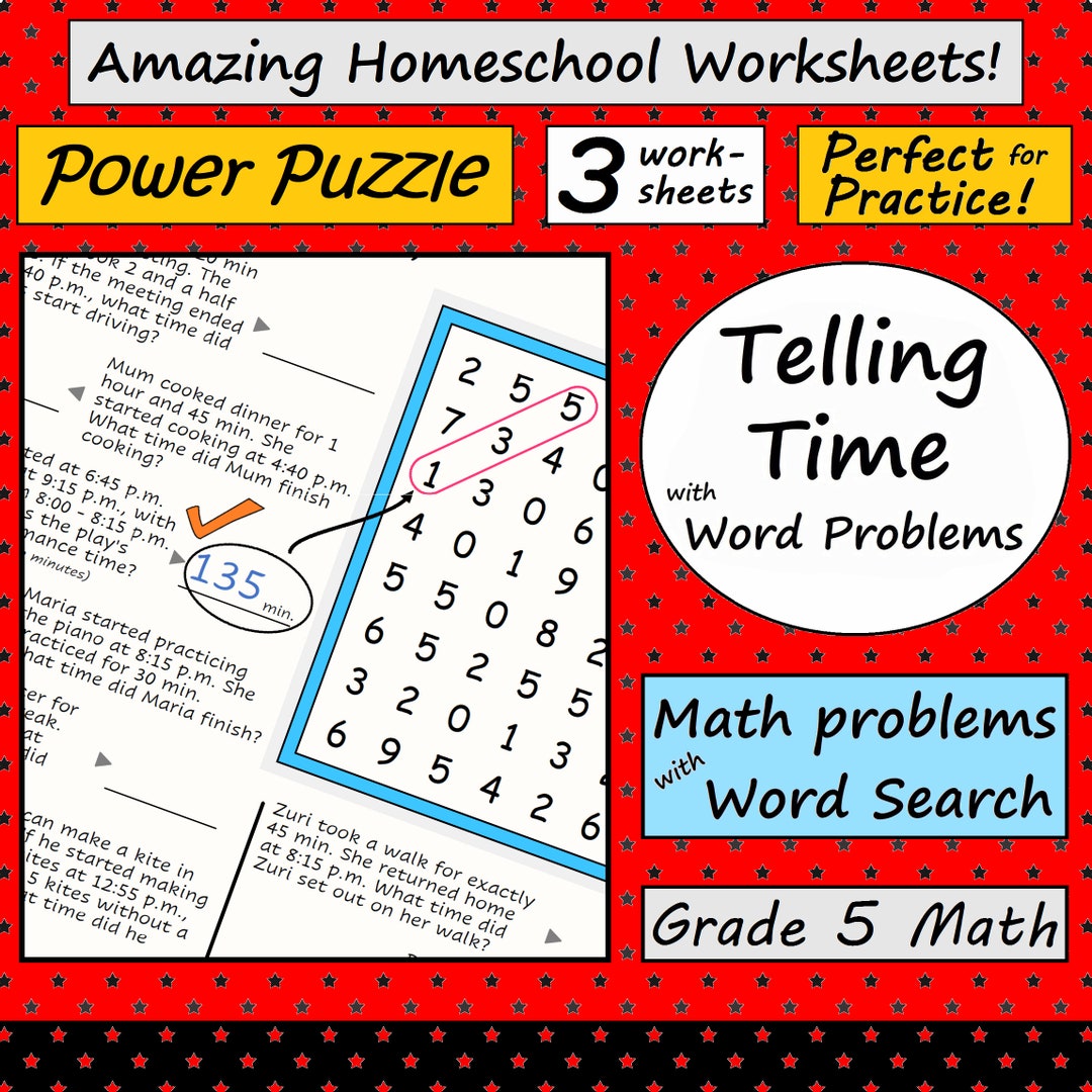 Telling Time word Problems, Grade 5 Math - Etsy