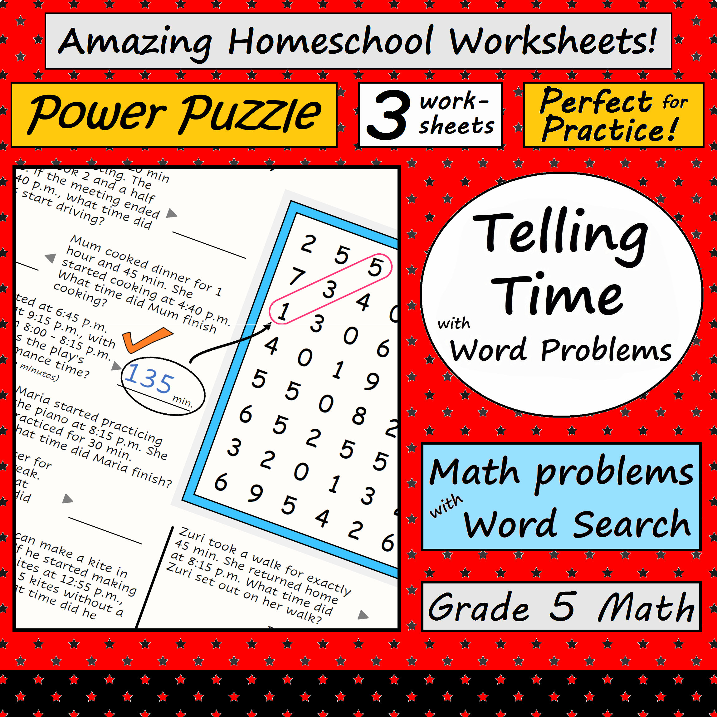 Telling Time word Problems, Grade 5 Math - Etsy