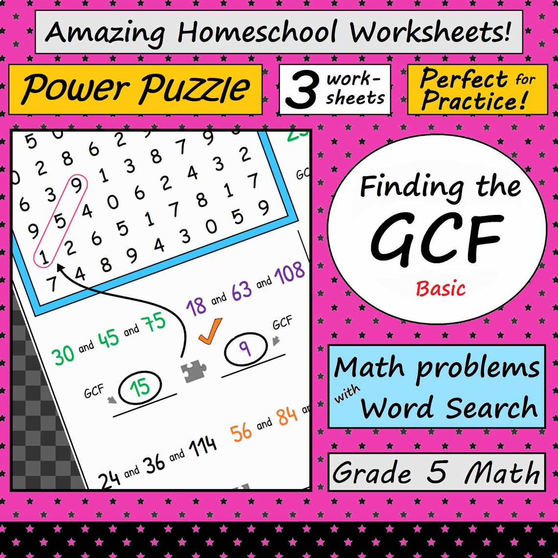Finding the GCF/HCF, Grade 5 Math - Etsy