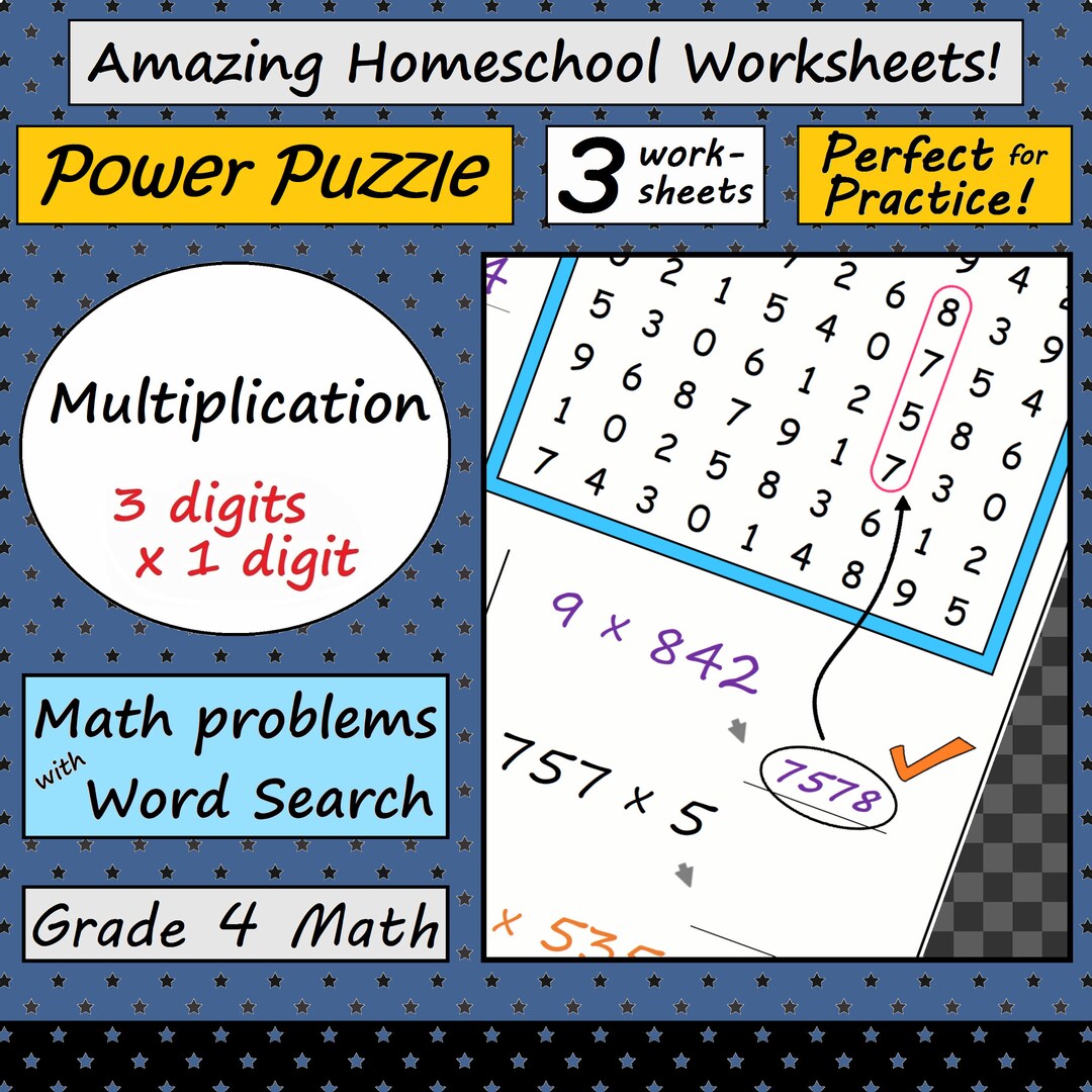 Multiplication, 3 Digits X 1 Digit, Grade 4 Math - Etsy