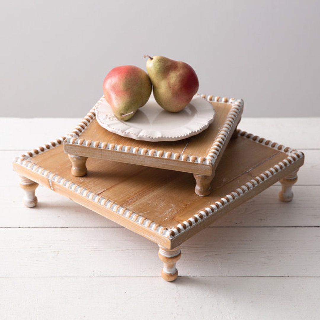 Set of Two Beaded Wood Risers - Etsy
