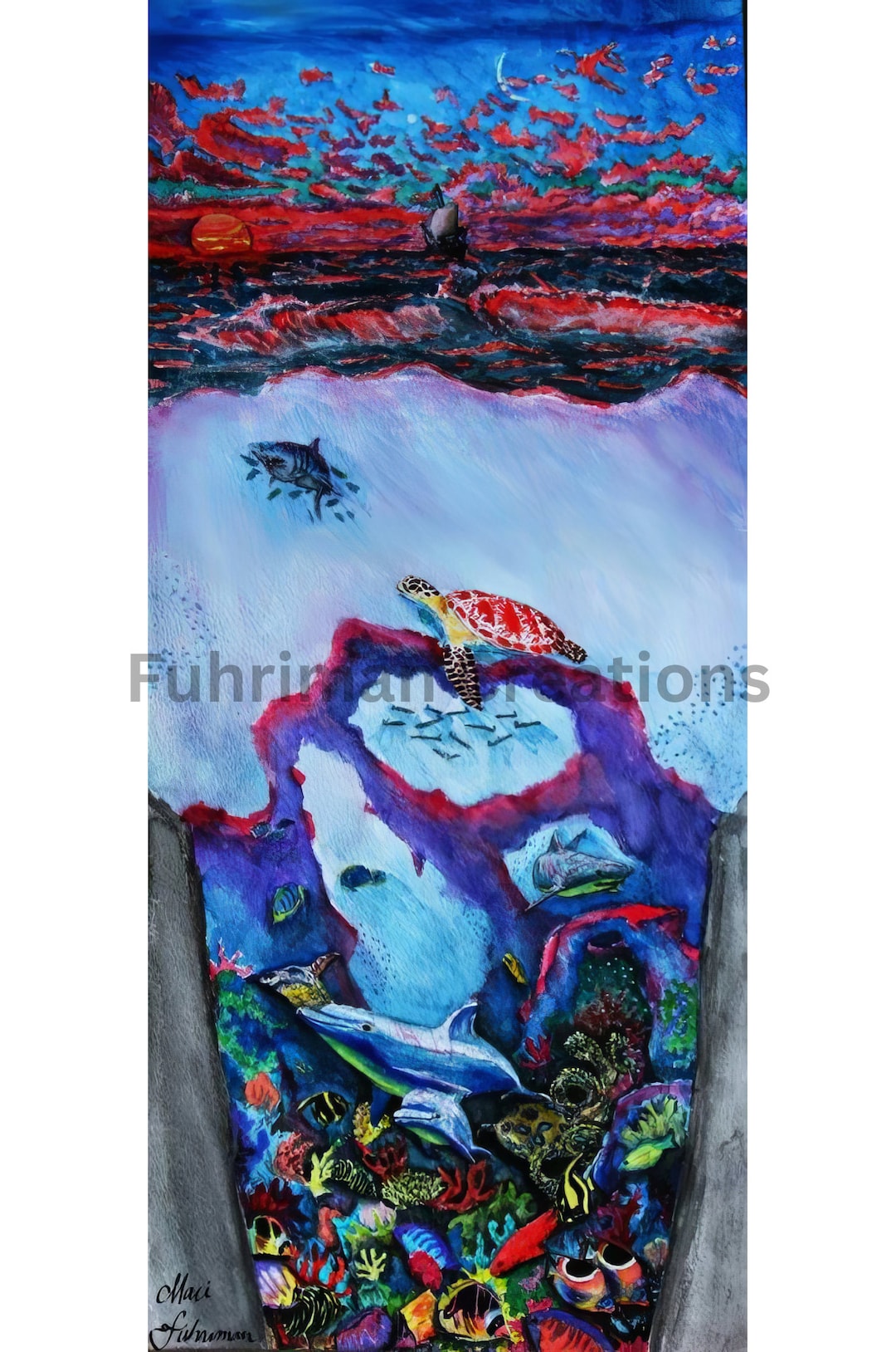 Ocean Life Hand Painting, Underwater Animals, Sea Creatures, Ocean ...