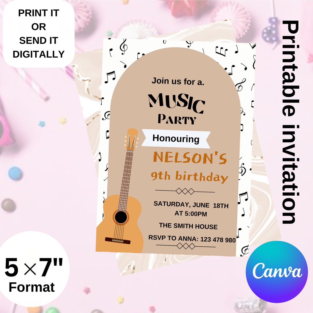 Sheet Music Birthday Invitation Set, Music Note Party Invite ...