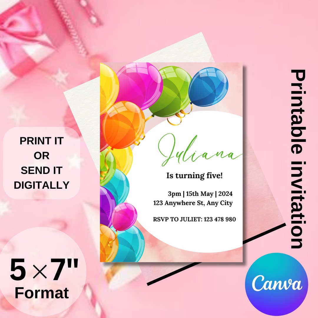 Modern Minimalist Birthday Invitation, Simple Party Invite Set ...