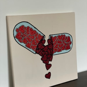 Love Hearts Pills Pop Art, Cavnas Art, Diamond Painting, Rhinestone ...