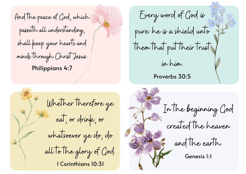 52 Weekly KJV Scripture Memory Cards, Digital Download, Bible Memory ...