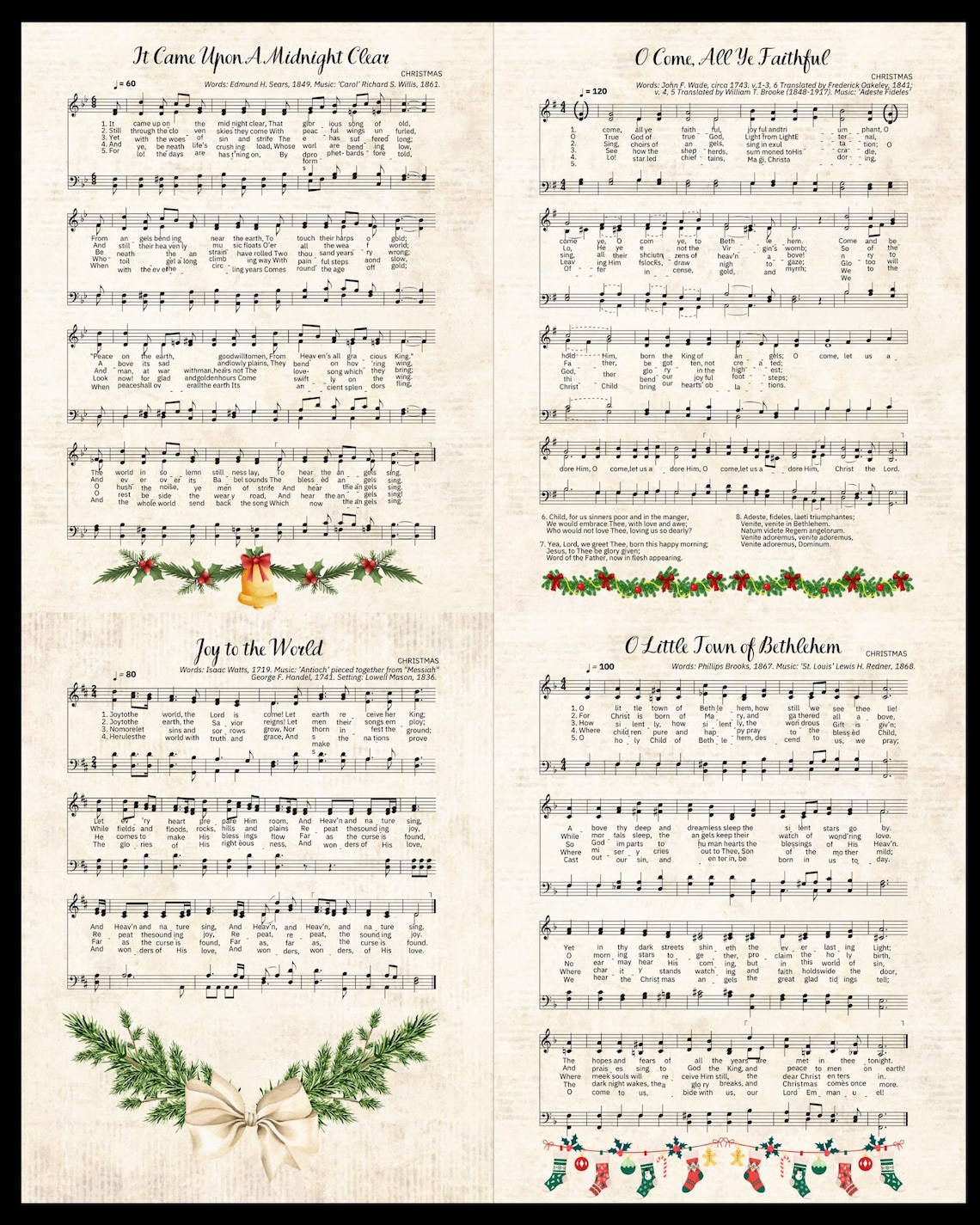 14 Top Classic Vintage Christian Christmas Hymns Carols, Printable ...