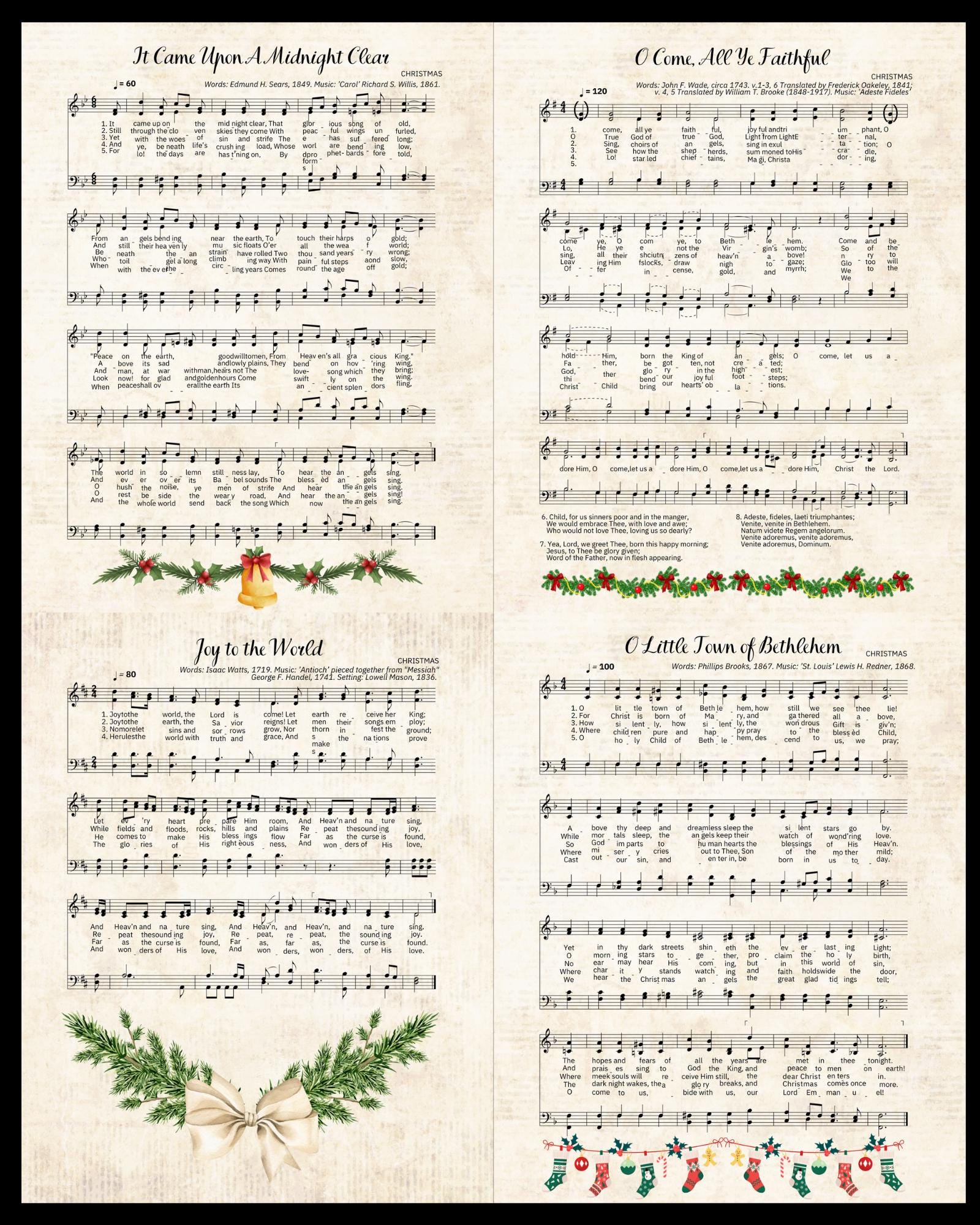 14 Top Classic Vintage Christian Christmas Hymns Carols, Printable ...