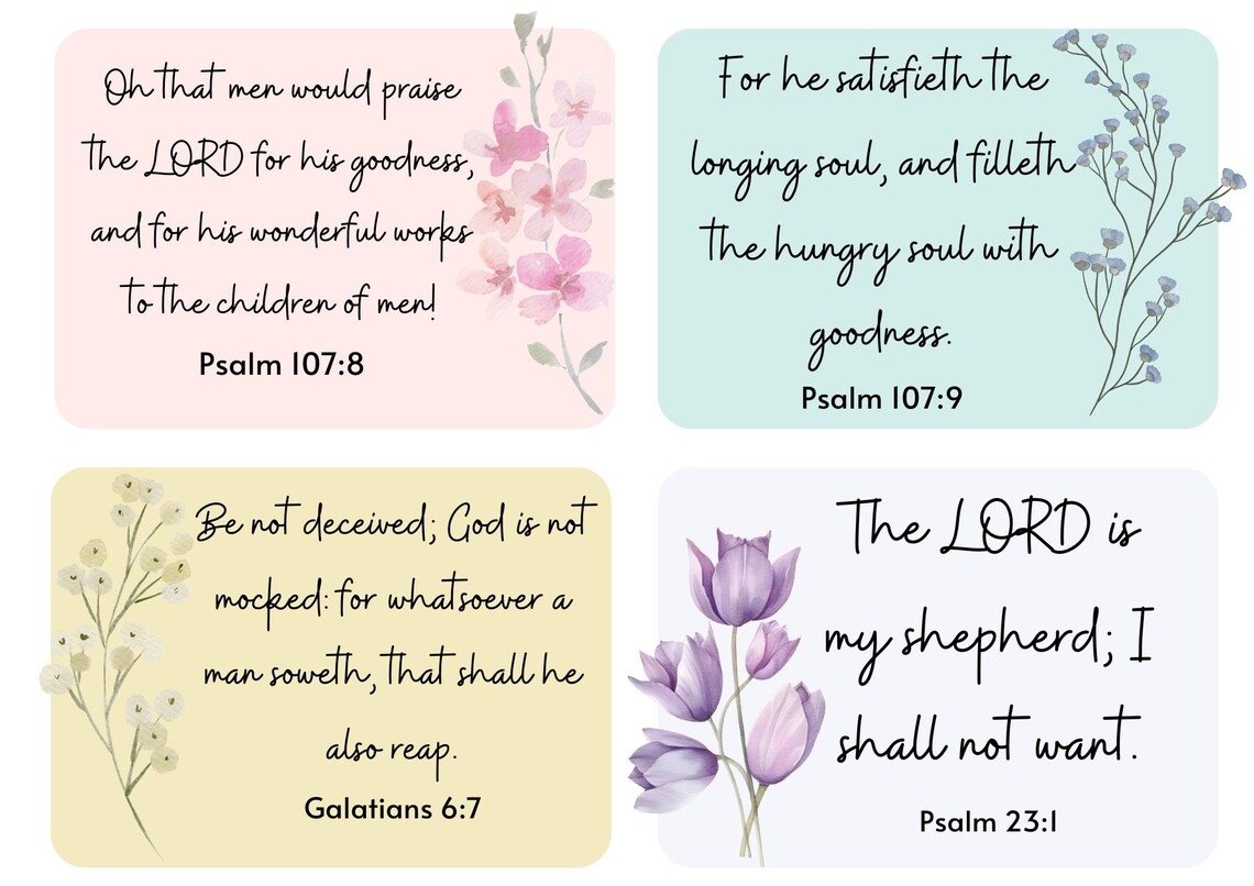 52 Weekly KJV Scripture Memory Cards, Digital Download, Bible Memory ...