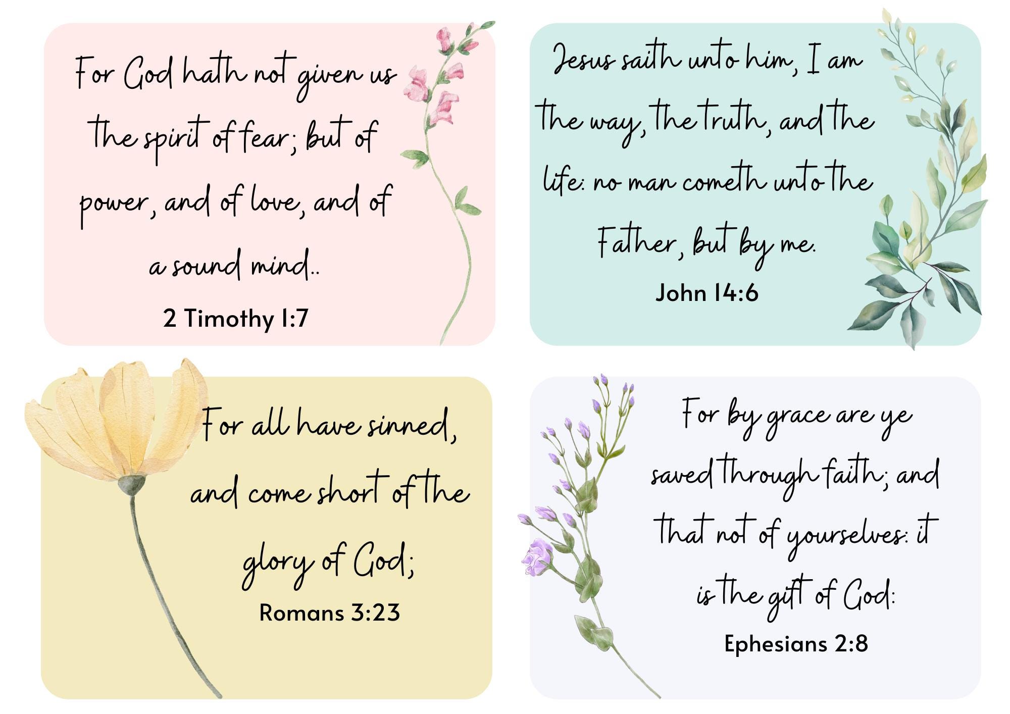 52 Weekly KJV Scripture Memory Cards, Digital Download, Bible Memory ...