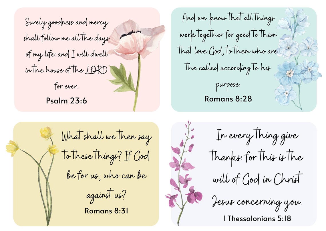 52 Weekly KJV Scripture Memory Cards, Digital Download, Bible Memory ...