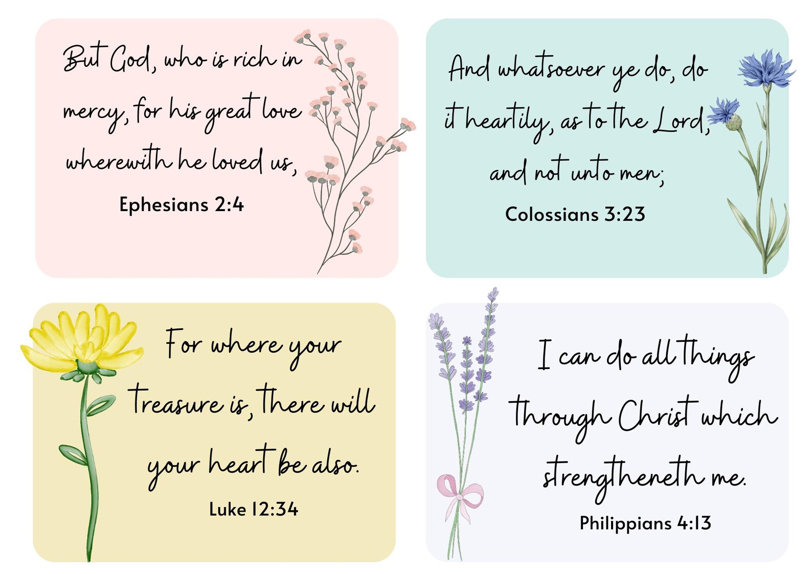 52 Weekly KJV Scripture Memory Cards, Digital Download, Bible Memory ...