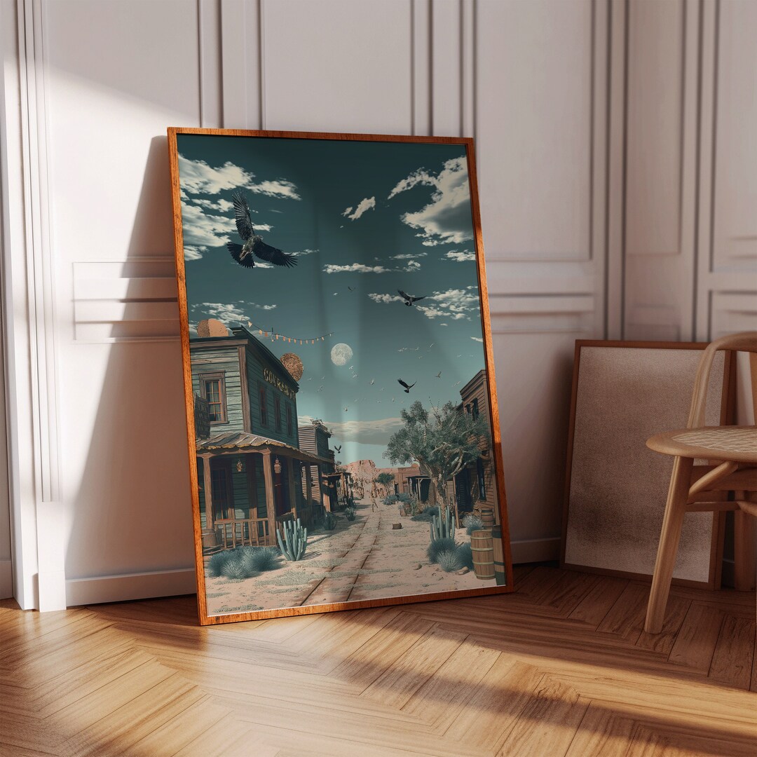 Large Western Wall Art | Saloon Wall Art Poster | Vintage Digital Print ...