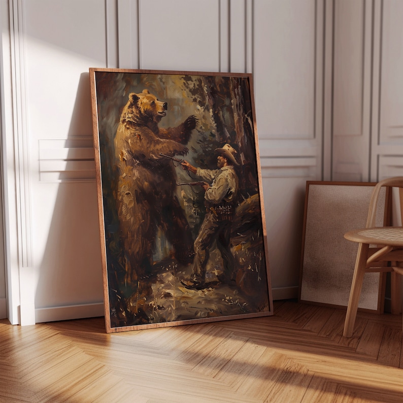 Large Western Wall Art | Vintage Art | Bear Wall Art | Vintage Western ...