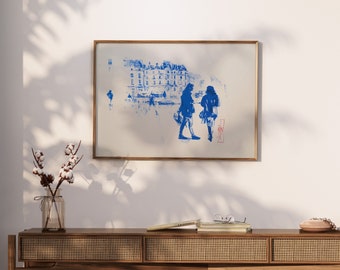 French Ballet Blue Art | Ballet Wall Art | Red and Blue Art | Aesthetic ...