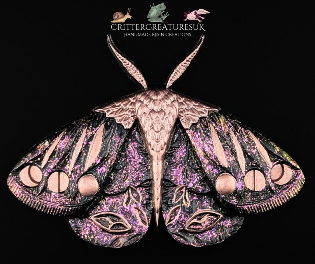 A Large Black & Rose Gold Metallic Shimmer Handmade Resin Moth - Etsy