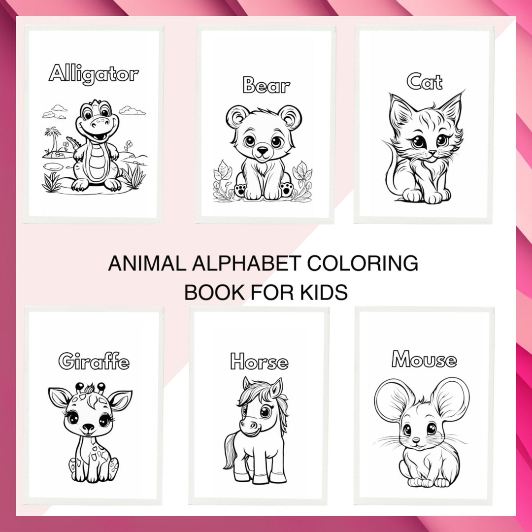 ABC Animal Coloring Book, Animal Alphabet Coloring for Kids, Digital ...