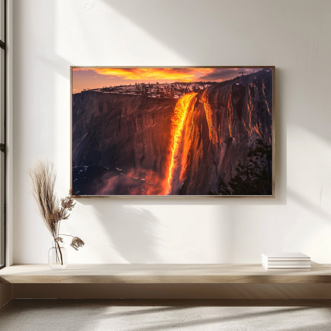 PRINTABLE Mountain Waterfall of Fire Art Print Mountain Landscape ...