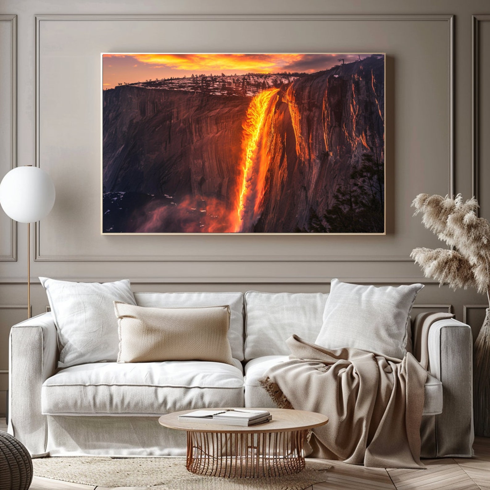 PRINTABLE Mountain Waterfall of Fire Art Print Mountain Landscape ...