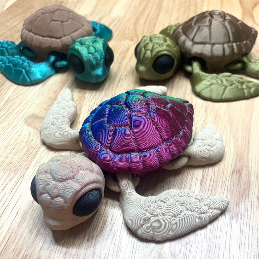 3D Printed Sea Turtle, 4.5, Cinderwing3d, Articulated, 3D Print, Fidget ...