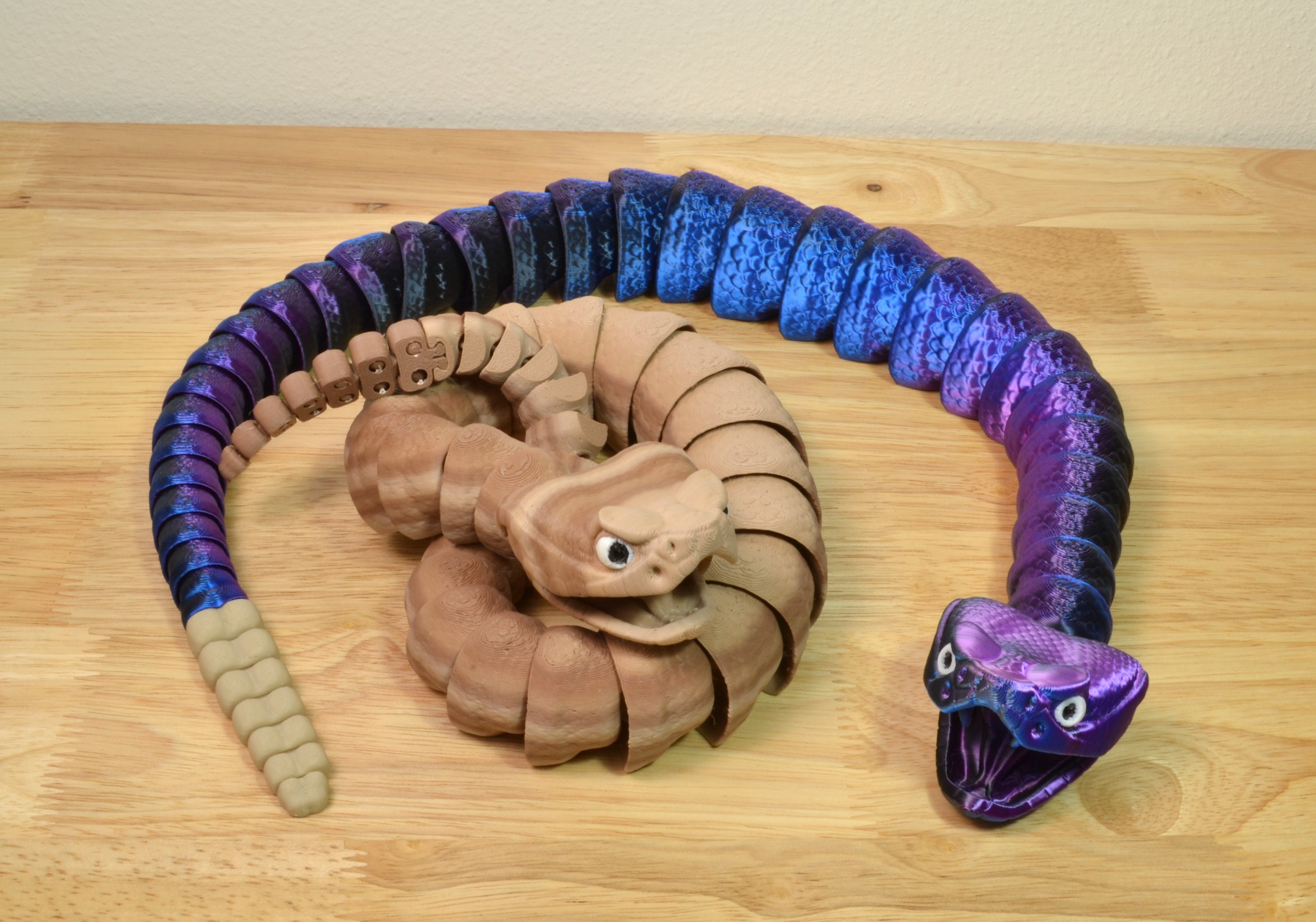 3D Printed Snake, 24 Articulated Rattlesnake, Matmire Makes, Fidget Toy ...