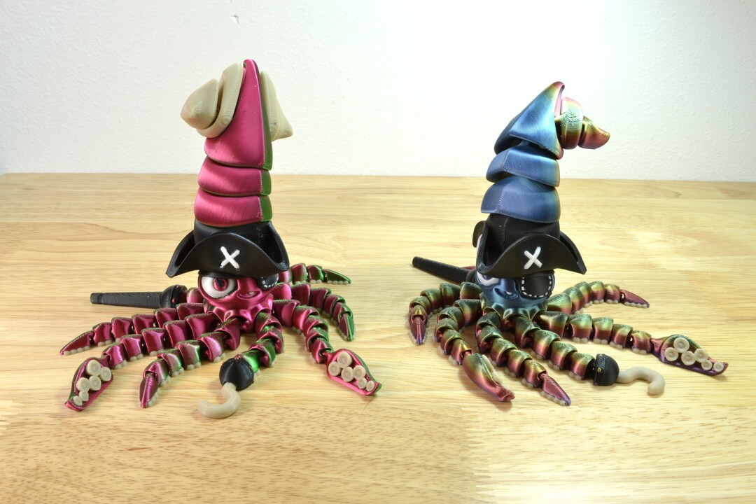 3D Printed Squid Pirate, Articulated, Flexi Factory, Fidget Toy, Gift ...