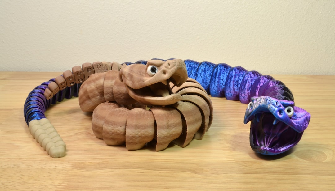 3D Printed Snake, 24 Articulated Rattlesnake, Matmire Makes, Fidget Toy ...