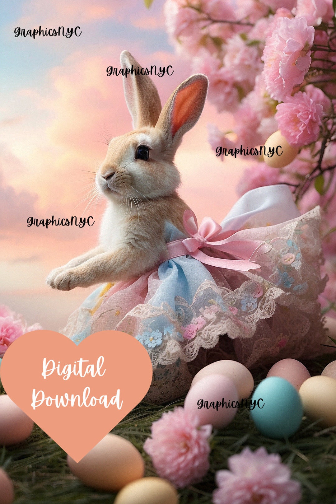 Whimsical Easter Bunny, Wall Art, Easter, Colorful Piece of Artwork for ...