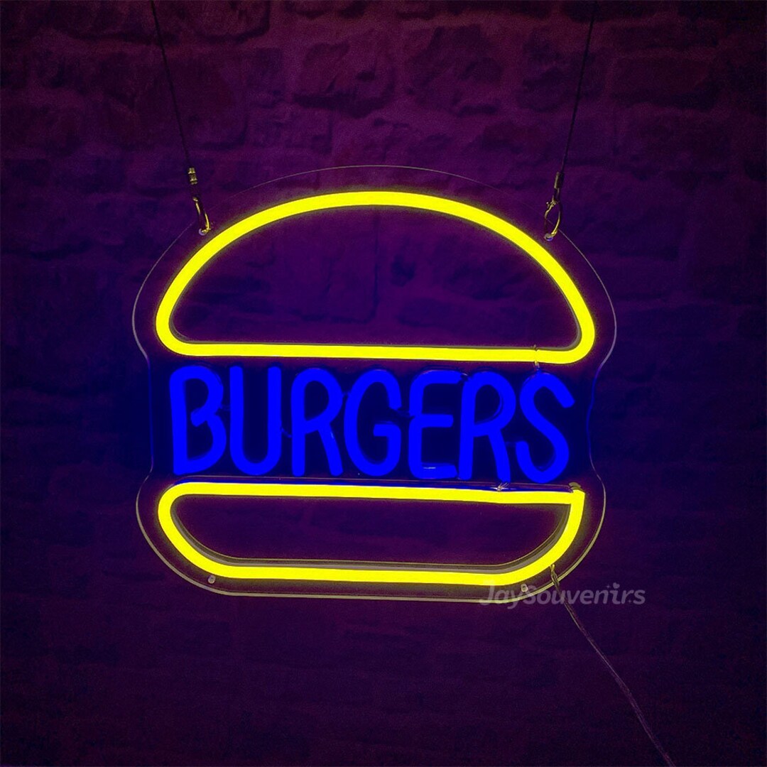 Hamburger Neon Light, Burgers Neon Sign, Hamburger Led Light, Fast Food ...