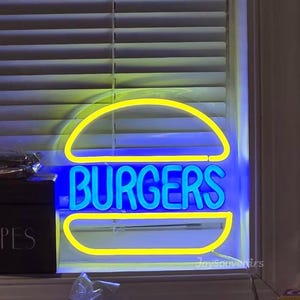 Hamburger Neon Light, Burgers Neon Sign, Hamburger Led Light, Fast Food ...