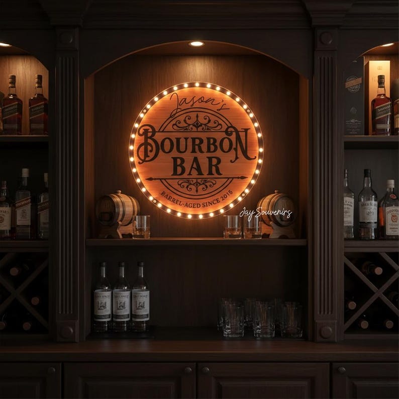 Custom LED Neon Bourbon Bar Sign: Vintage Style Decor - Etsy