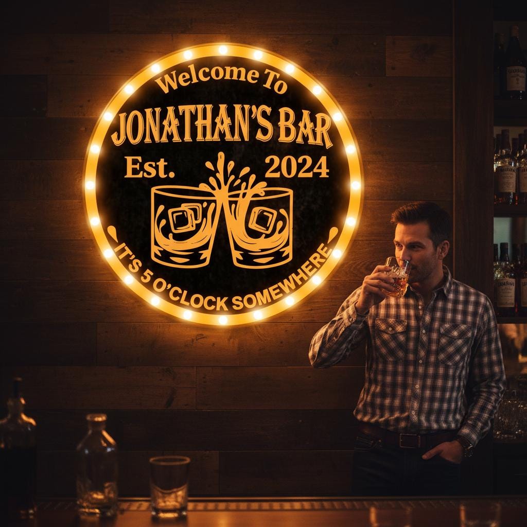 Custom Name Bar Entrance Sign: Personalized Man Cave Decor, Trendy ...
