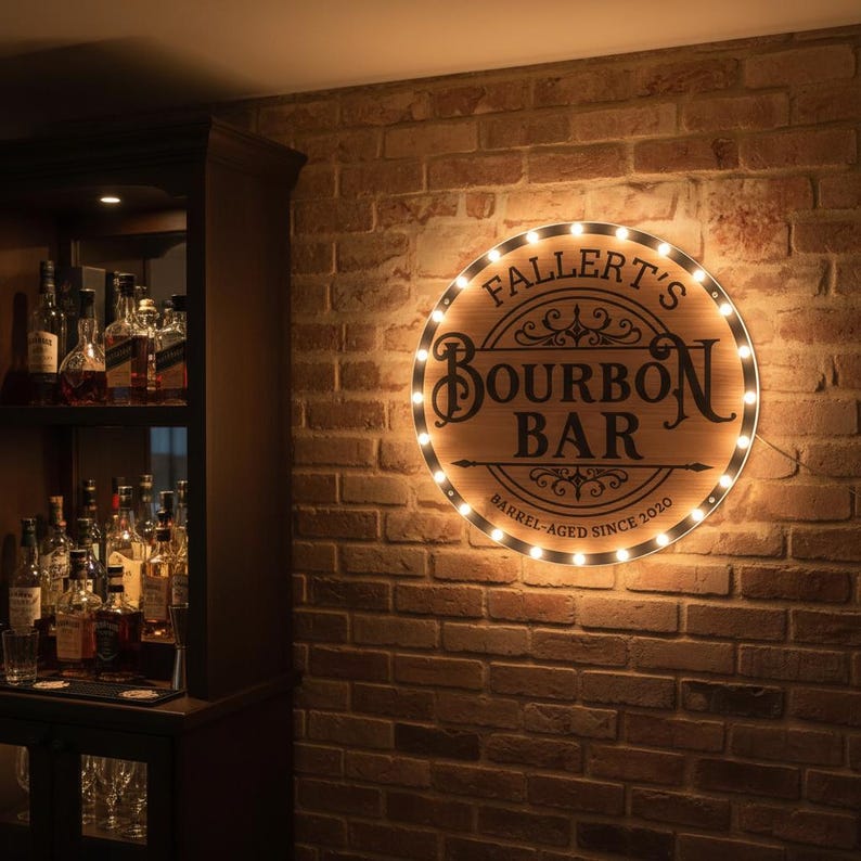 Custom LED Neon Bourbon Bar Sign: Vintage Style Decor - Etsy