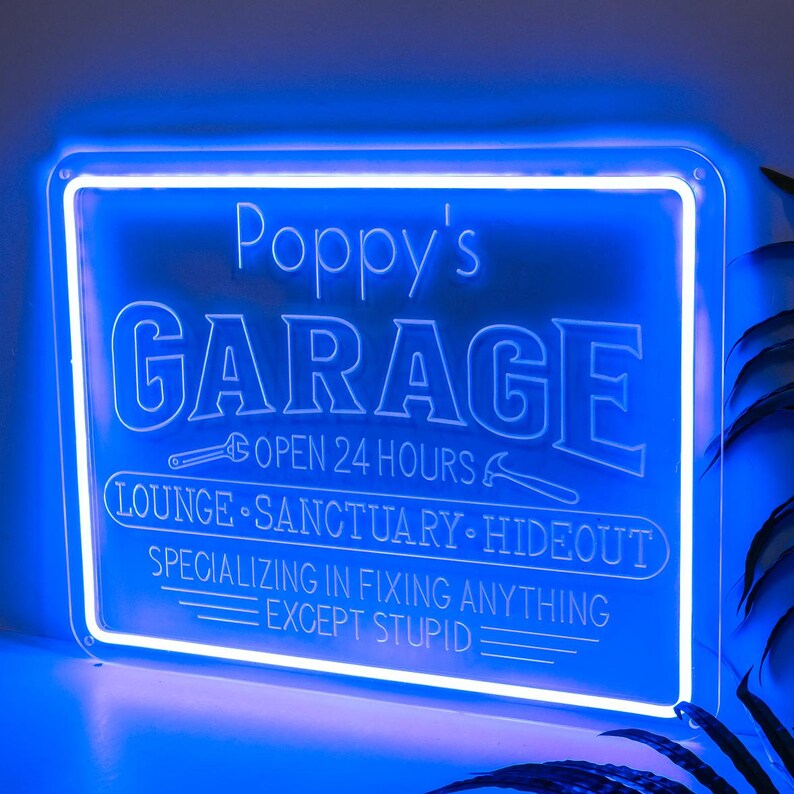 Custom Name Garage LED Neon Sign: Man Cave Vintage Decor - Etsy